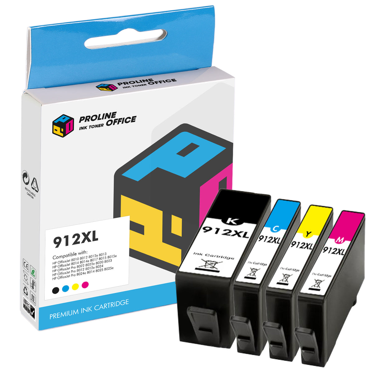 Compatible HP OfficeJet Pro 8022 Ink Set - HP 912/912XL Multipack ...
